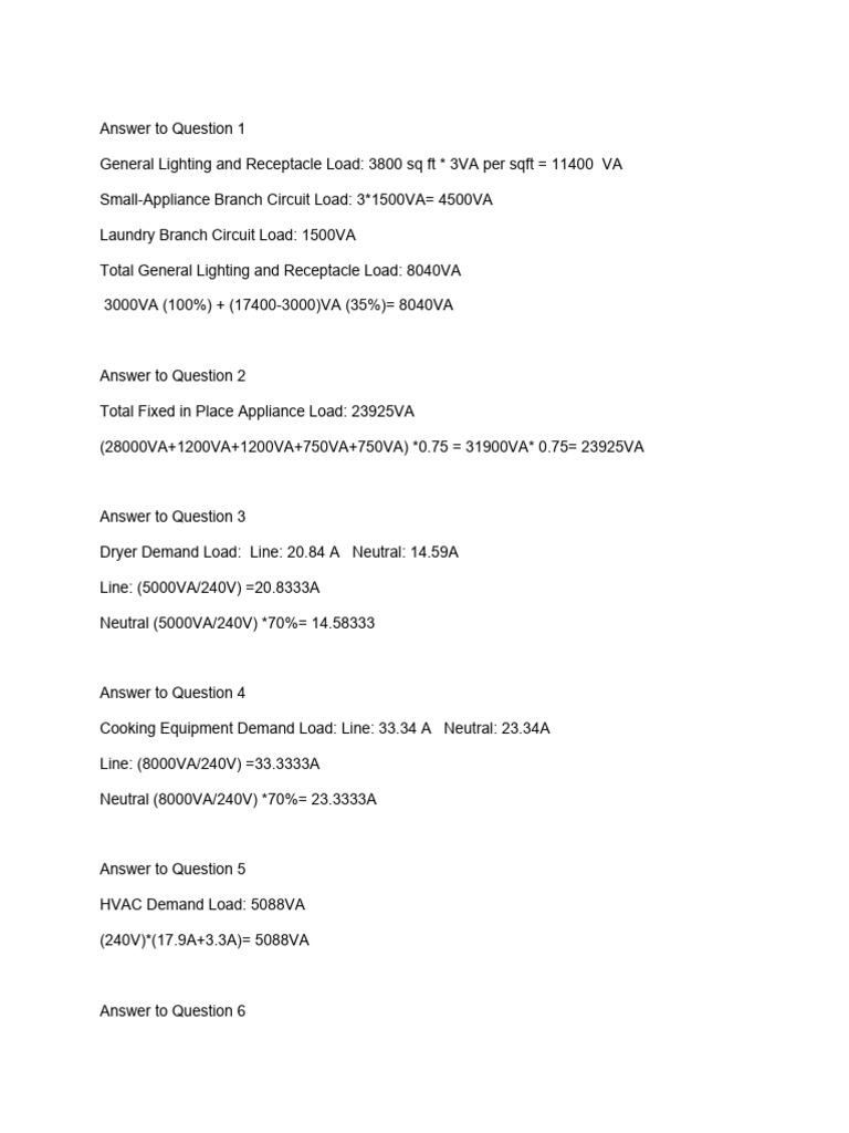 NEC Electrical Load Calculations | PDF | Mains Electricity | Electrical ...