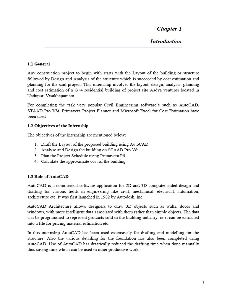 Estimating and Costing Internship Report | PDF | Auto Cad | Computer Aided Design