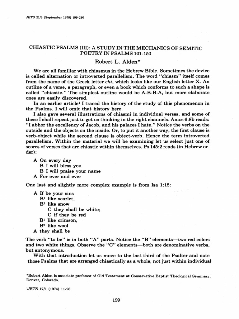 Chiastic Structures in The Psalms | PDF