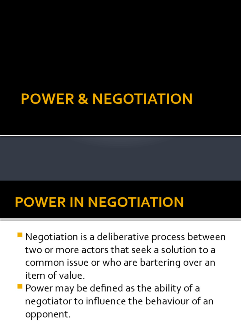 Power Dynamics in Negotiation | PDF | Power (Social And Political) | Sales