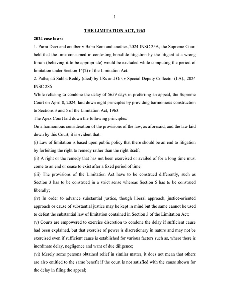 Limitation Act Notes | PDF