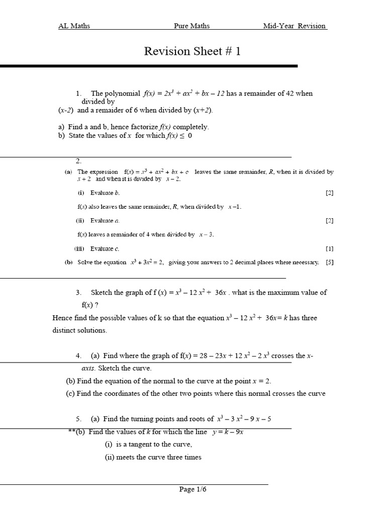 Revision Sheet - Algebra, Logs & Trig-1 | PDF | Cost Of Living | Polynomial