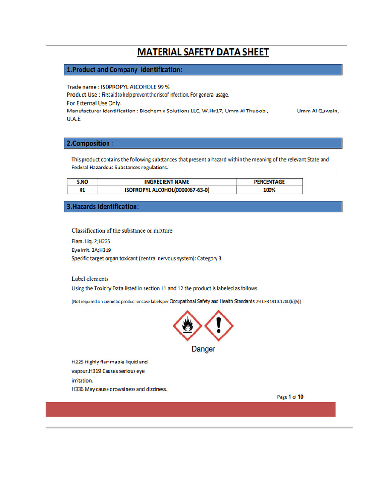 MSDS Biochemix | PDF