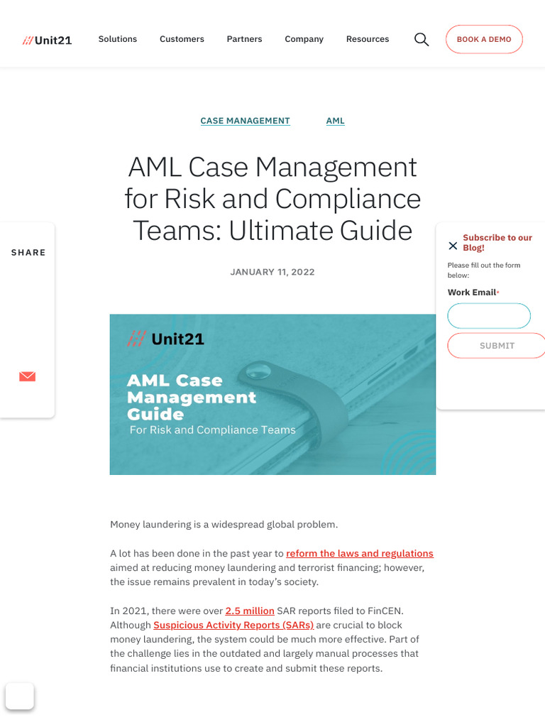 AML Case Management For Risk and Compliance Teams - Ultimate Guide - Blog - Unit21 | PDF ...
