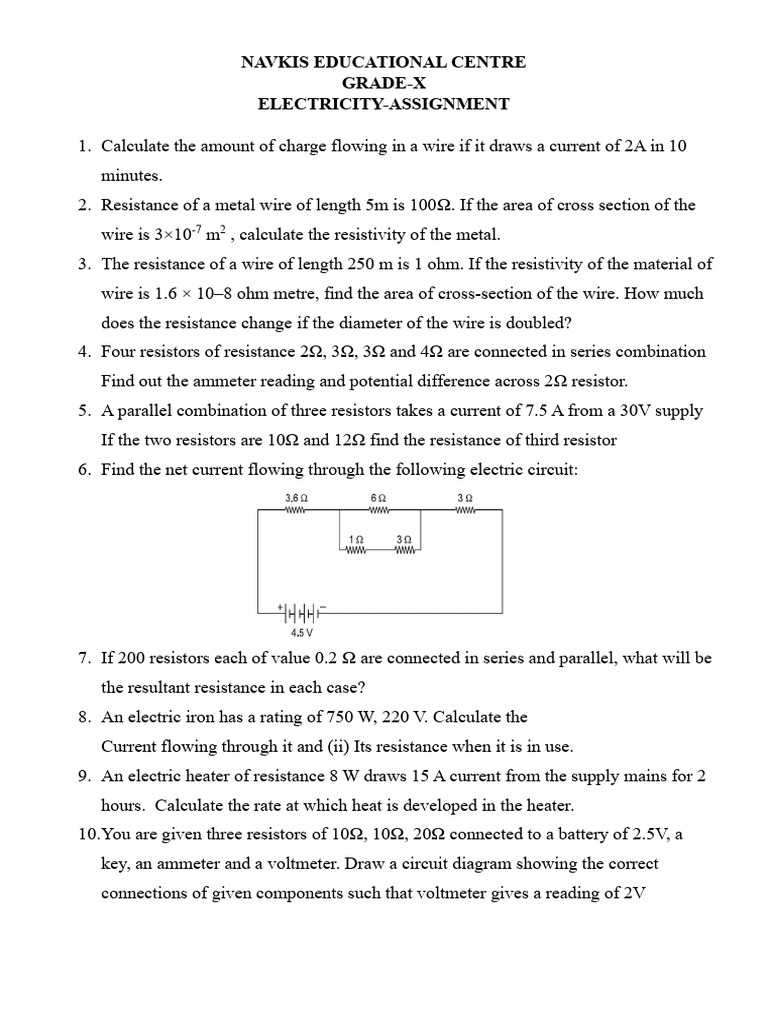 Electricity Assignment | PDF