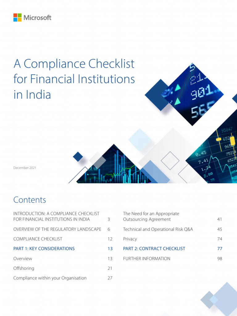 Microsoft General - Checklist for Financial Institutions in India (1 ...