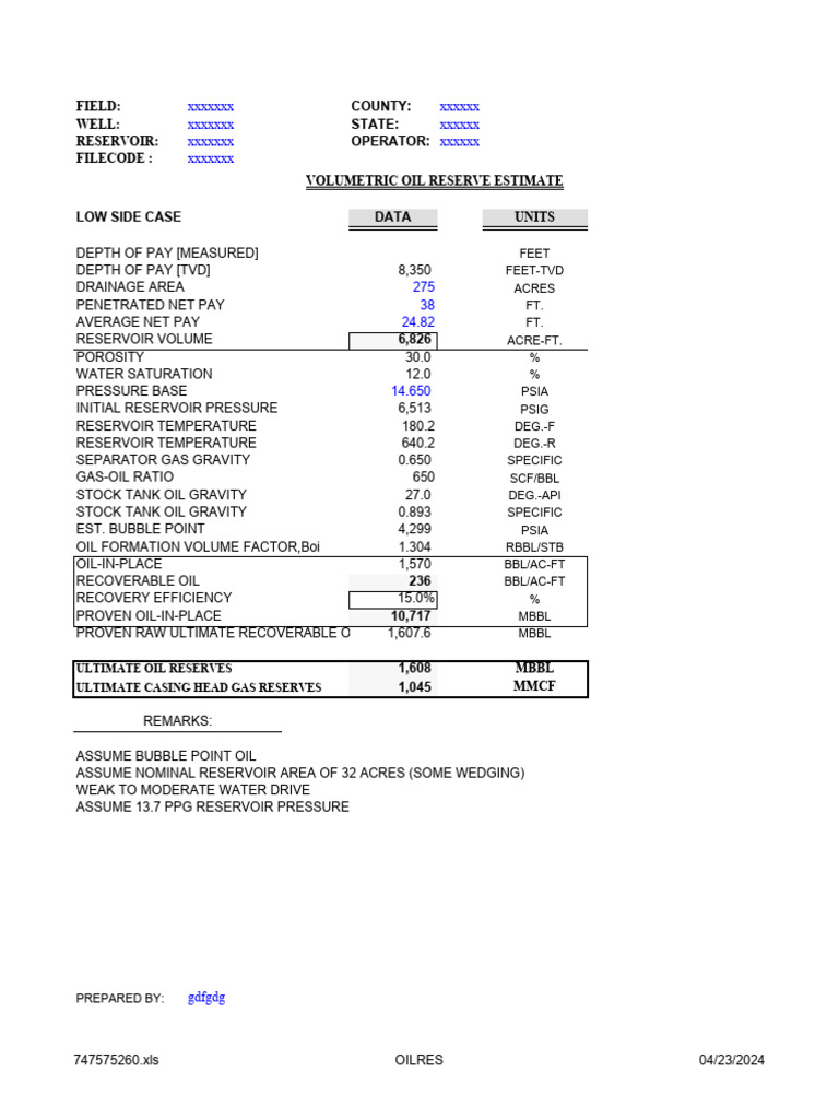 Oil - Gas Volumetrics | PDF | Petroleum Reservoir | Pressure