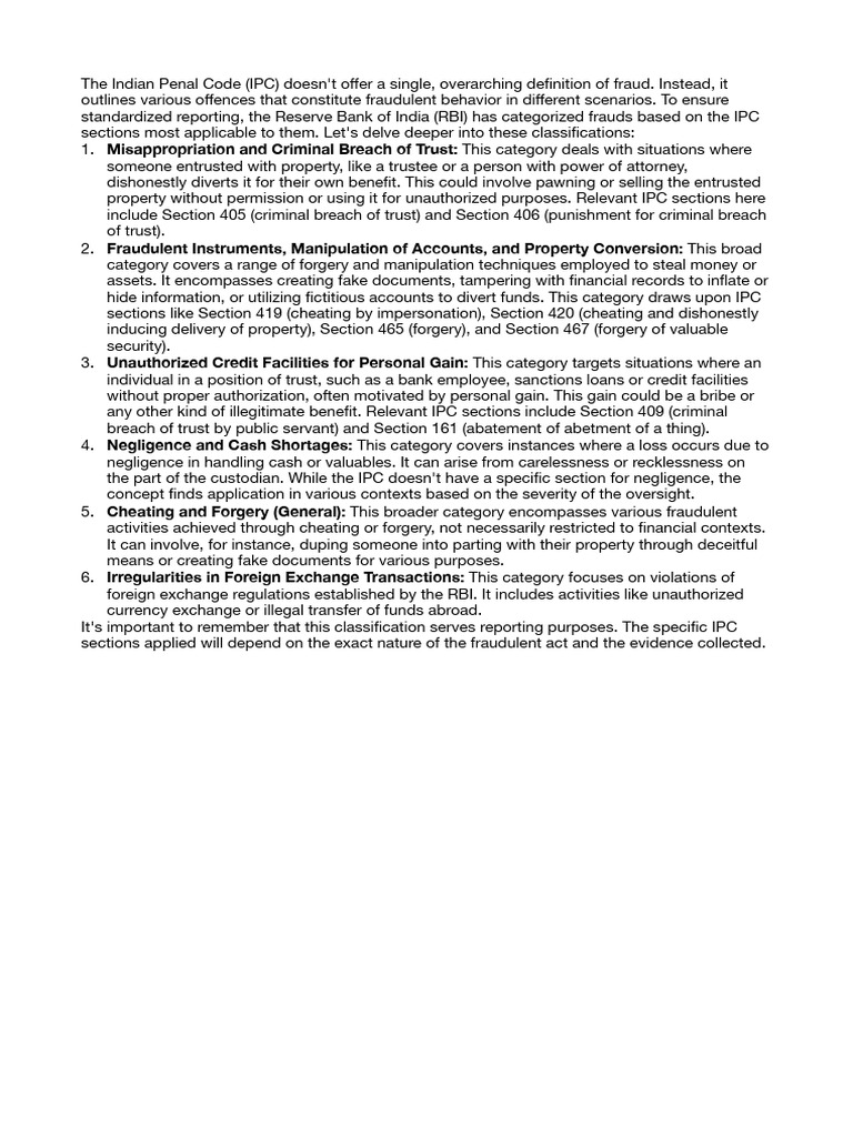Understanding Fraud Categories in IPC | PDF | Fraud | Fiduciary