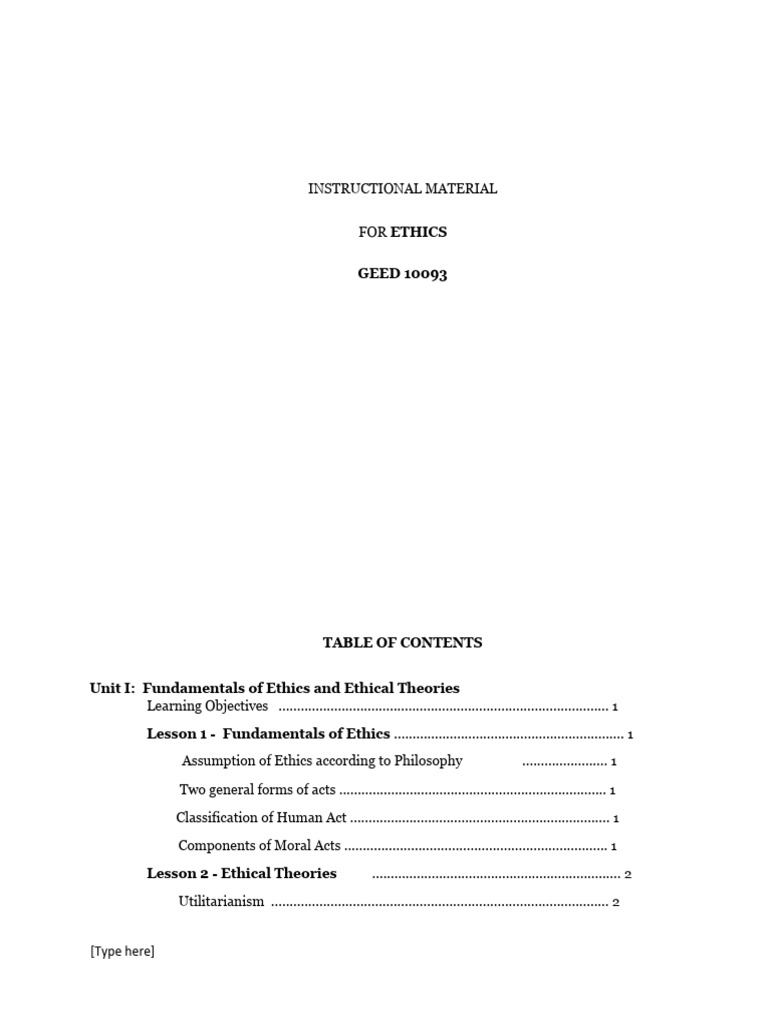 Ethics Whole Module | PDF | Morality | Utilitarianism