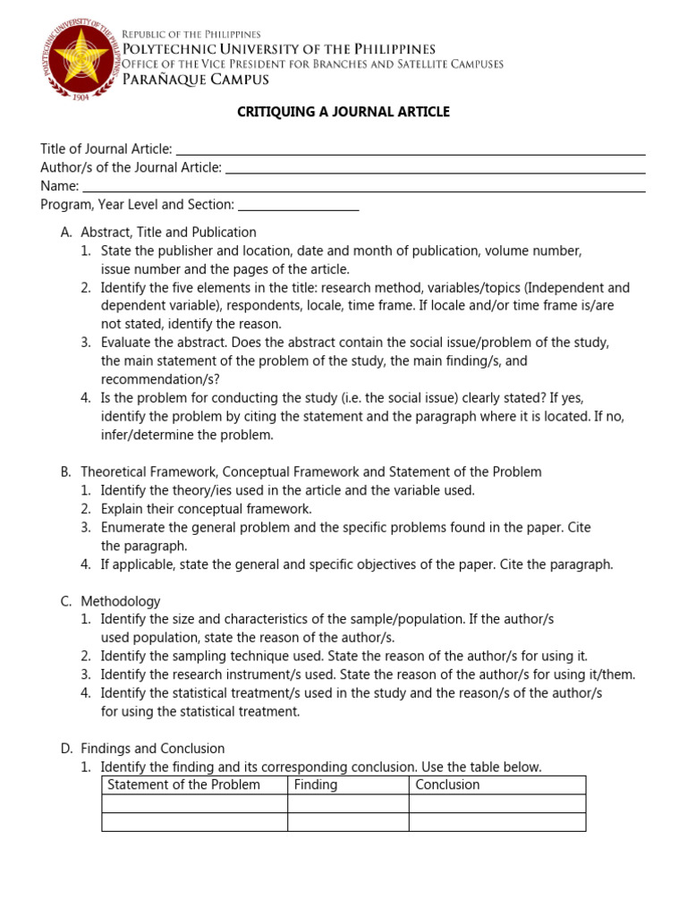 Critiquing of Journal Article | PDF | Sampling (Statistics) | Theory