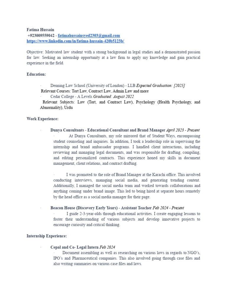 CV Legal Sample | Download Free PDF | Advocate | Social Media