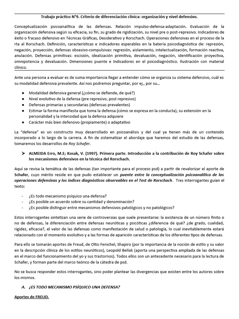 Tp9 Resumen | PDF | Neurosis | Psicosis