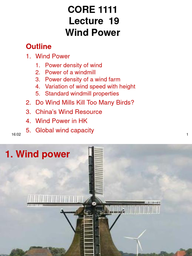 Lecture 19 - Wind Power | PDF | Wind Turbine | Wind Power