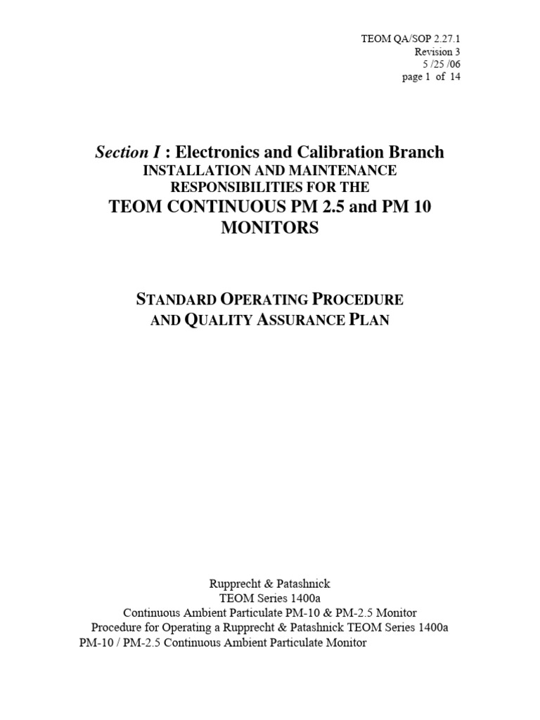 TEOM - Installation Procedure | PDF | Flow Measurement | Calibration