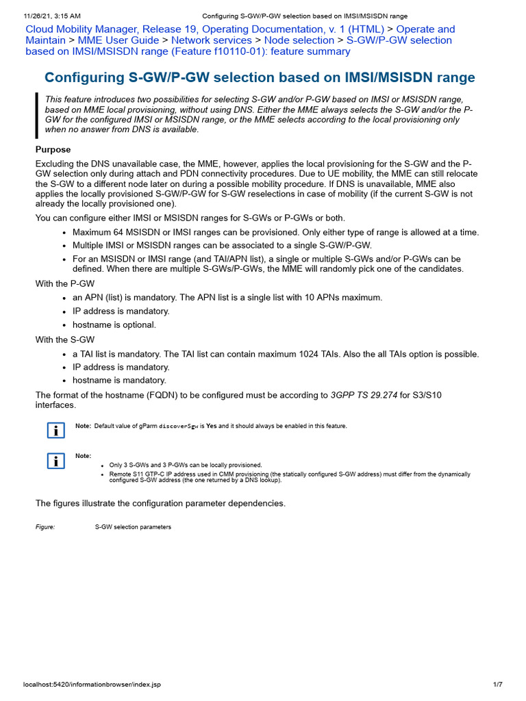 Configure SGW PGW Selection | PDF | Network Architecture | Networking Standards