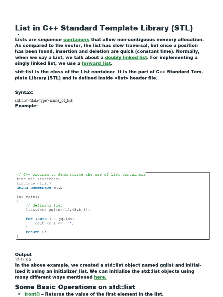 List STL | PDF | Computing | C++