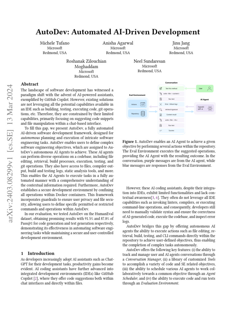 AutoDev Microsoft 2403.08299 | PDF | Artificial Intelligence ...