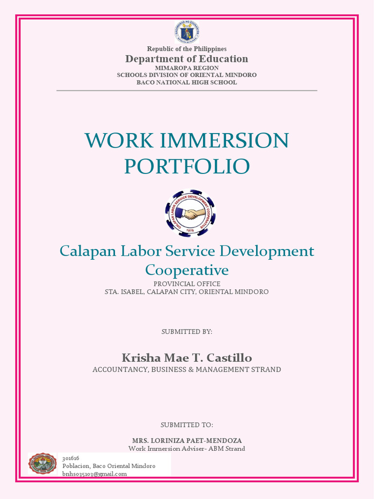 ABM Student's Work Immersion | PDF | Experience