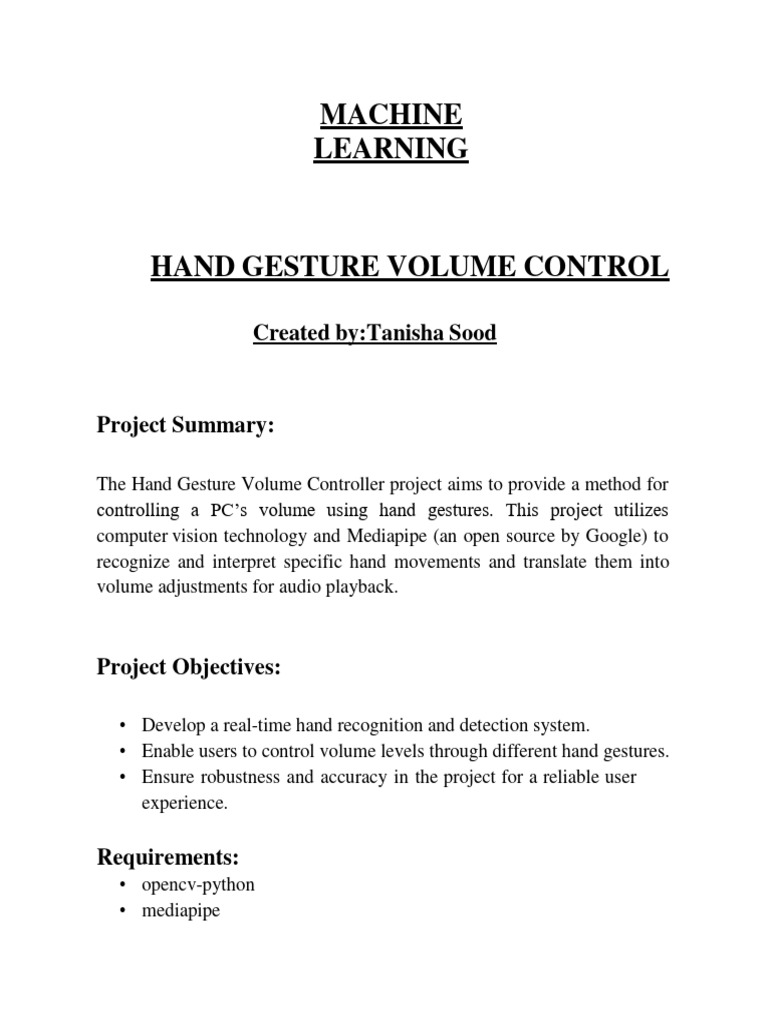 Hand Gesture Volume Control System | PDF | Computer Vision | Python ...