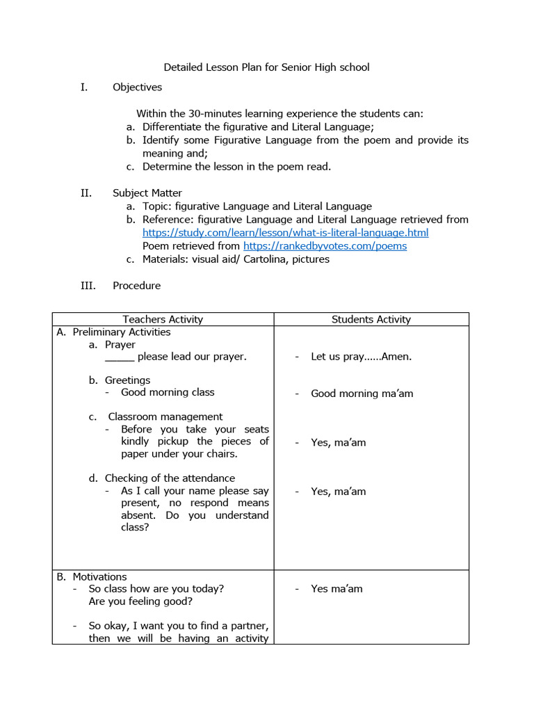 4a's Detailed Lesson Plan (Bsed-Iii) Paulino, Naing | PDF | Prayer | Narrative