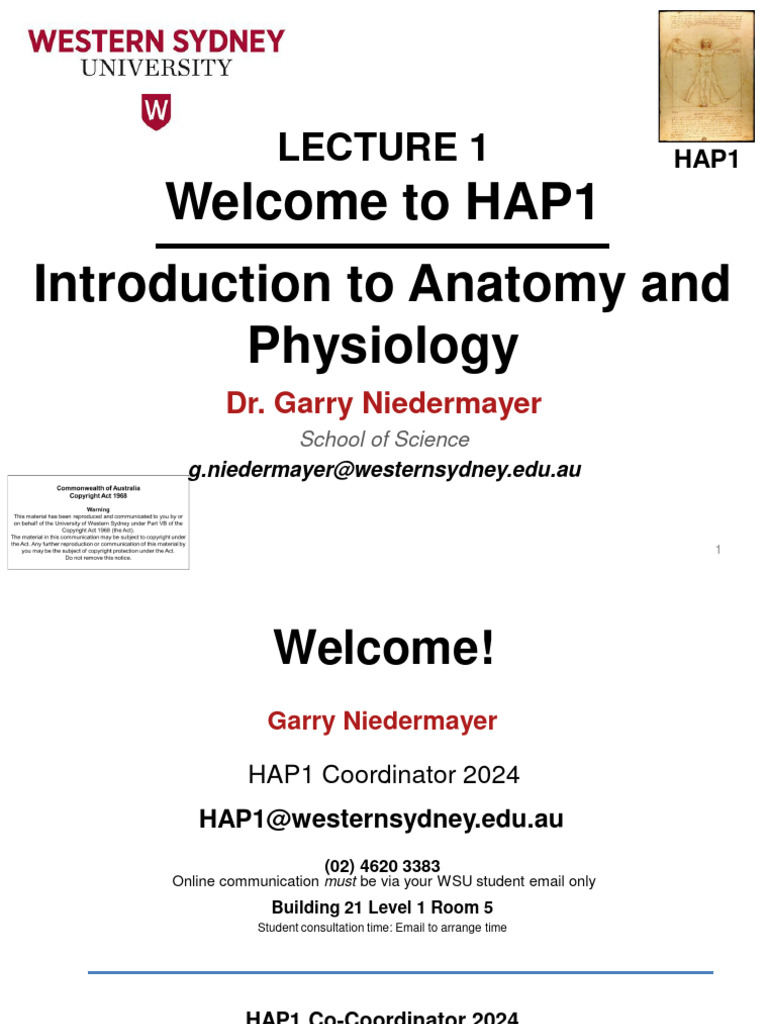LECTURE 1 Introduction To Anatomy and Physiology (Stu) | PDF | Human ...