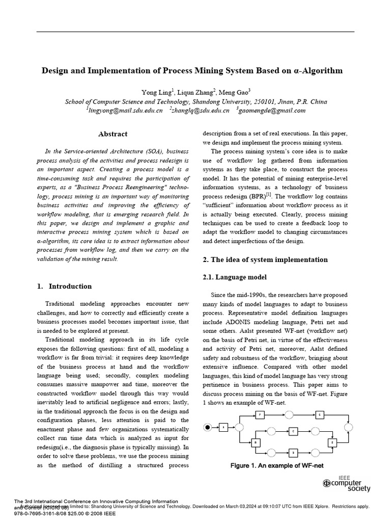 Design and Implementation of Process Mining System Based On A-Algorithm ... Design and Implementation of Process Mining System Based On A-Algorithm ...