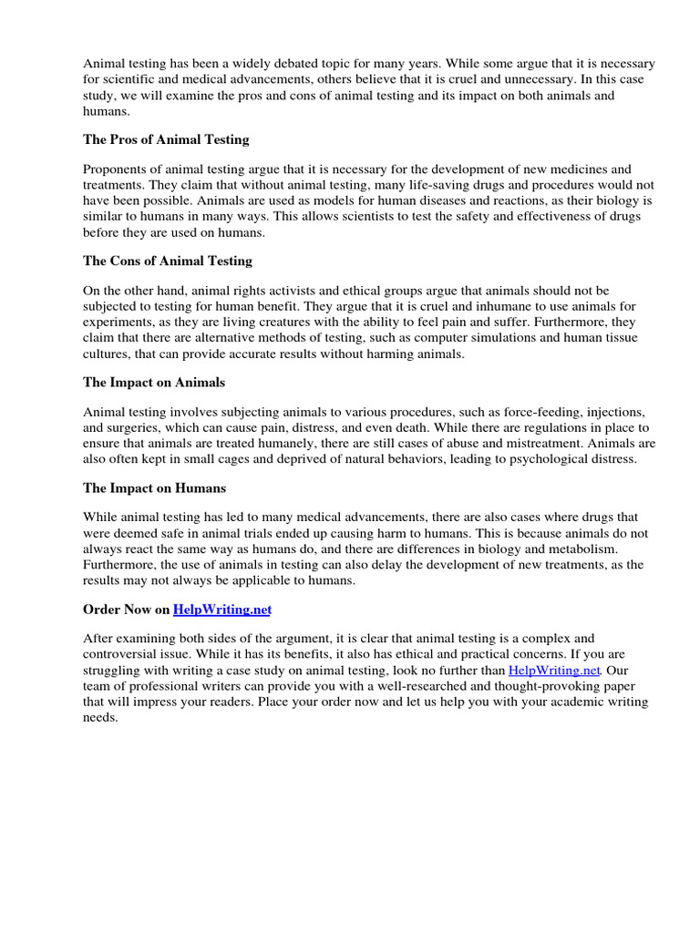 Animal Testing Case Study | PDF | Animal Testing | Experiment