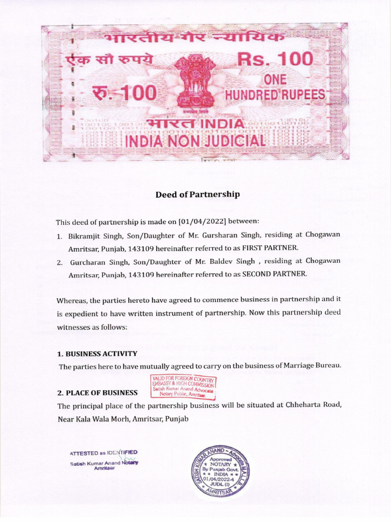 Partnership Deed | PDF