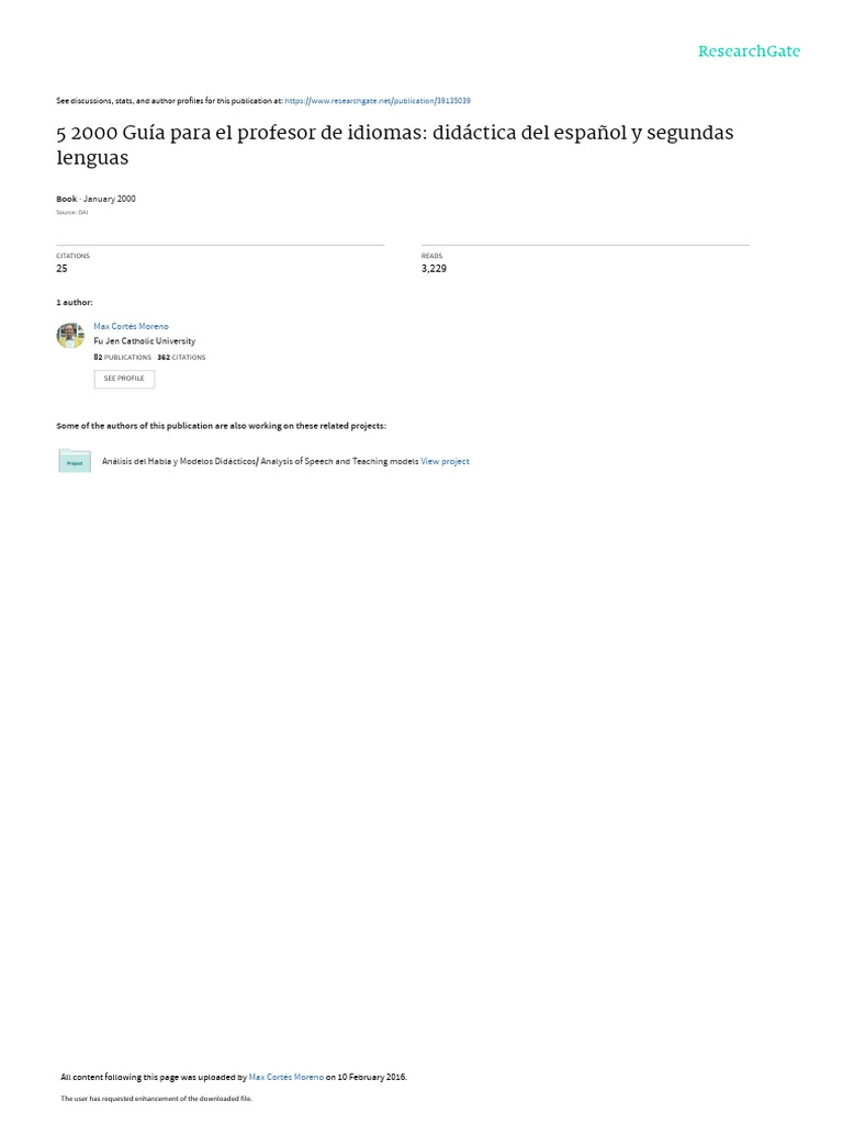 5 2000 Guía para El Profesor de Idiomas: Didáctica Del Español y ...