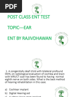 Top 100 ENT MCQs with Answers | PDF | Ear | Auditory System
