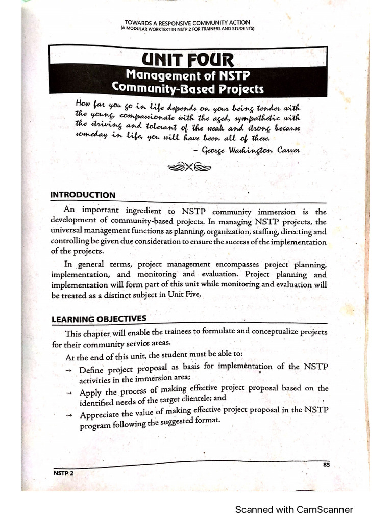 04 Management of NSTP Comunity Based Project | PDF