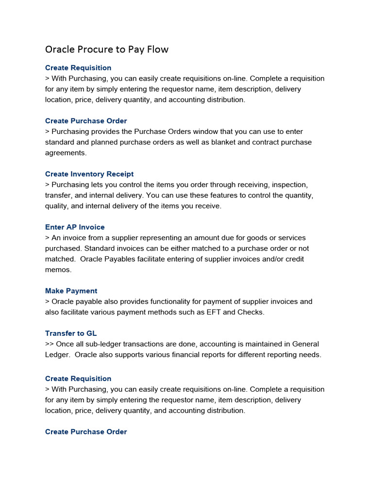 Oracle Procure To Pay Flow Pdf Accounts Payable Receipt