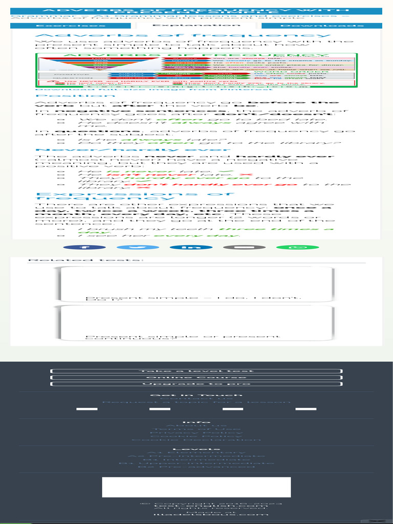 Adverbs of Frequency With Present Simple - Test-English | PDF | Adverb ...