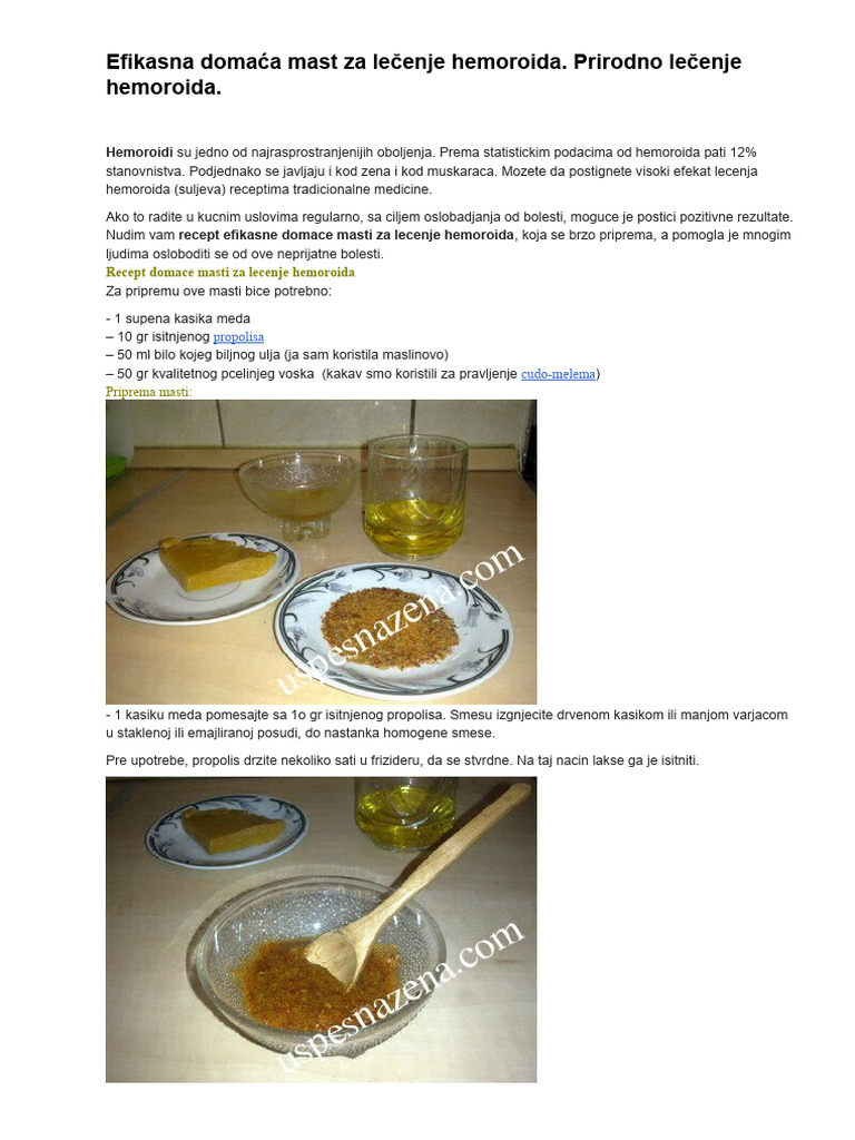 Efikasna Domaća Mast Za Lečenje Hemoroida | PDF