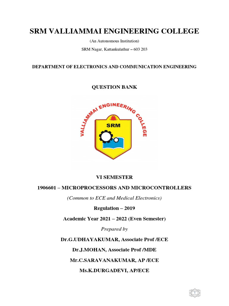 QB Microprocessors and Microcontrollers | PDF | Microcontroller | Central Processing Unit