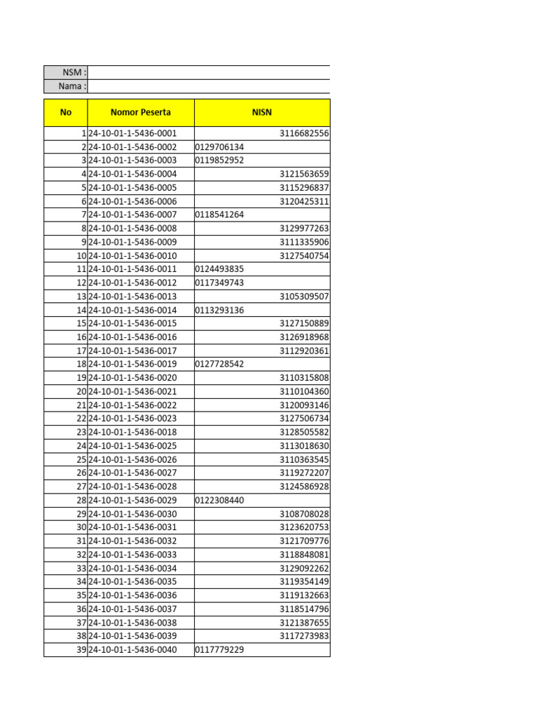 Template Data Siswa | PDF
