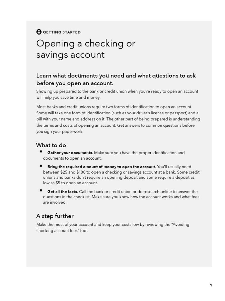 CFPB Your Money Your Goals Open Checking Savings Tool 2018 11 | PDF ...