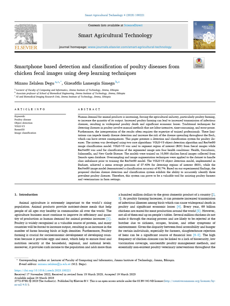 Smartphone Based Detection And Classification Of Poultry Diseases From