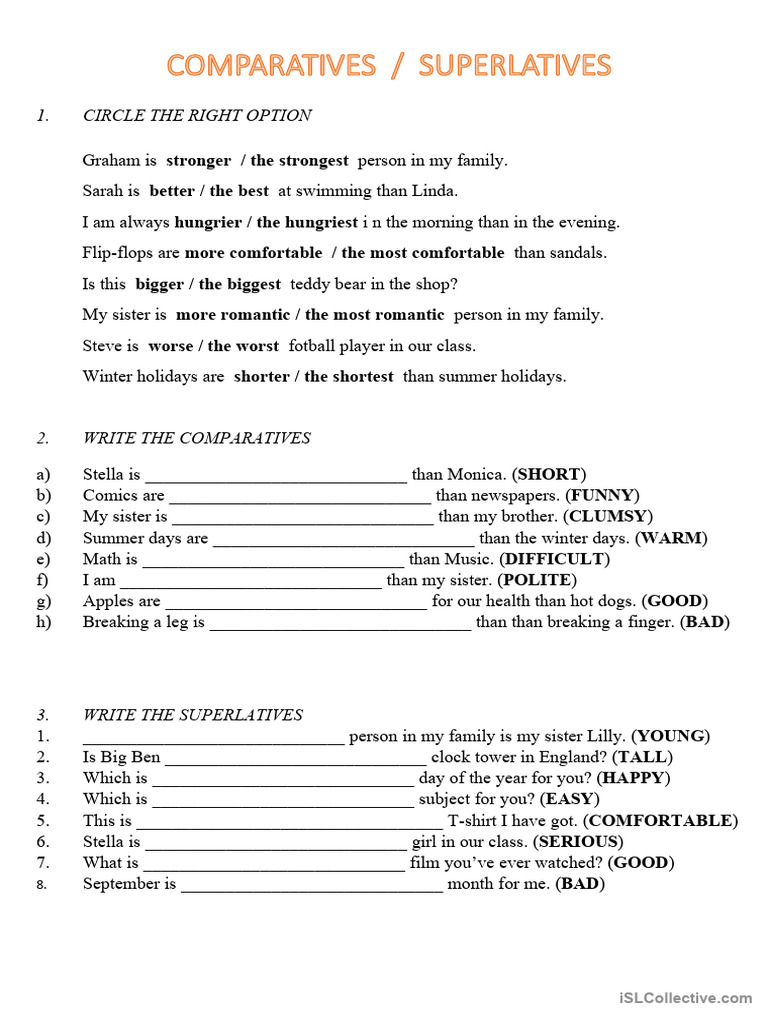 Comparatives and Superlatives (Easy) | PDF