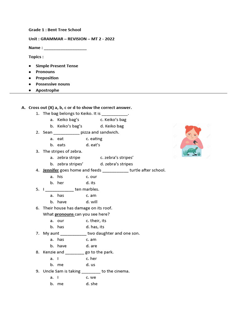 Grade 1 Grammar Revision Worksheet | PDF | Linguistic Morphology | Syntax