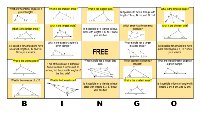 BINGO CARDS | PDF | Triangle | Length