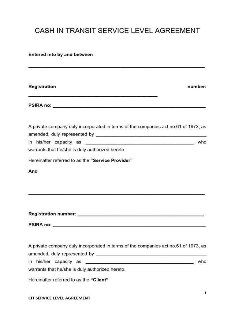 Cash in Transit Services Agreement | PDF | Insurance | Banks