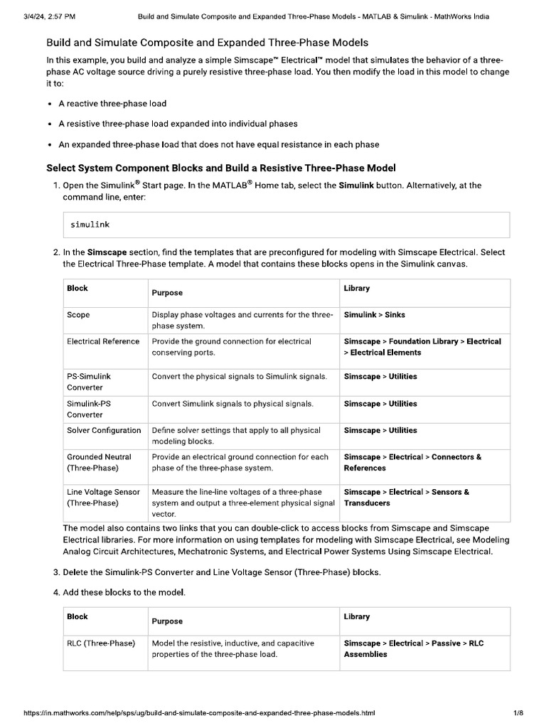 Build and Simulate Composite and Expanded Three-Phase Models Matlab File | PDF