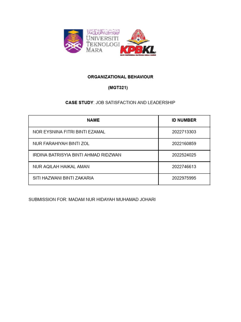 Mgt321 - Case Study | PDF | Leadership | Motivational