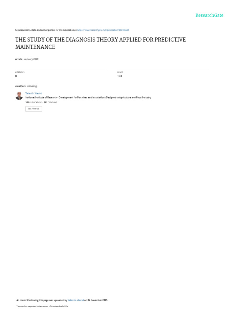 THE STUDY OF THE DIAGNOSIS THEORY APPLIED FOR PREDICTIVE3791Timisoara | PDF | Wavelet | Spectral ...