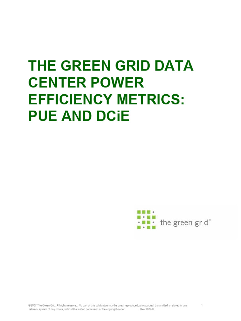 TGG Data Center Power Efficiency Metrics PUE and DCiE | PDF | Data Center