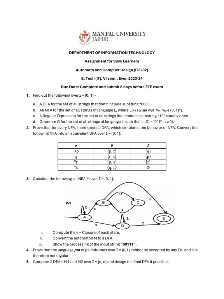 Assignment For Slow Learners Automata And Theory Pdf Automata Theory String Computer