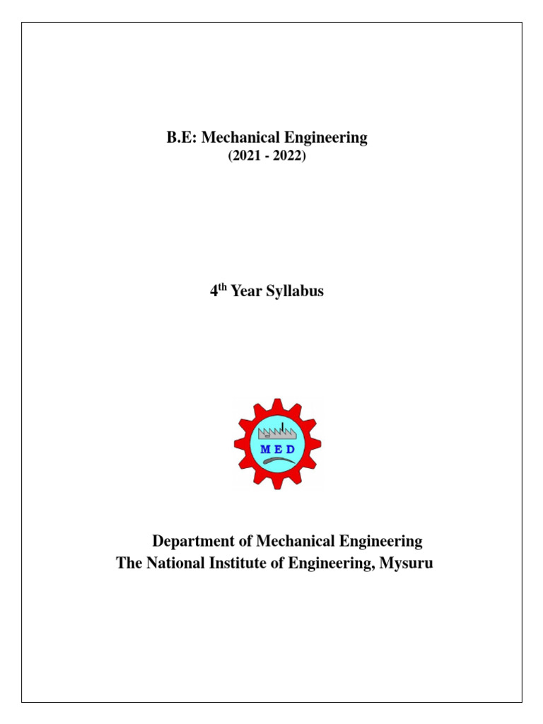 Mech 4th Year Syllabus 2021 22 | PDF | Aircraft | Electric Vehicle