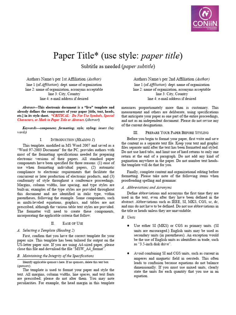 Formato CONIIN 2024 | PDF | Note (Typography) | Bracket