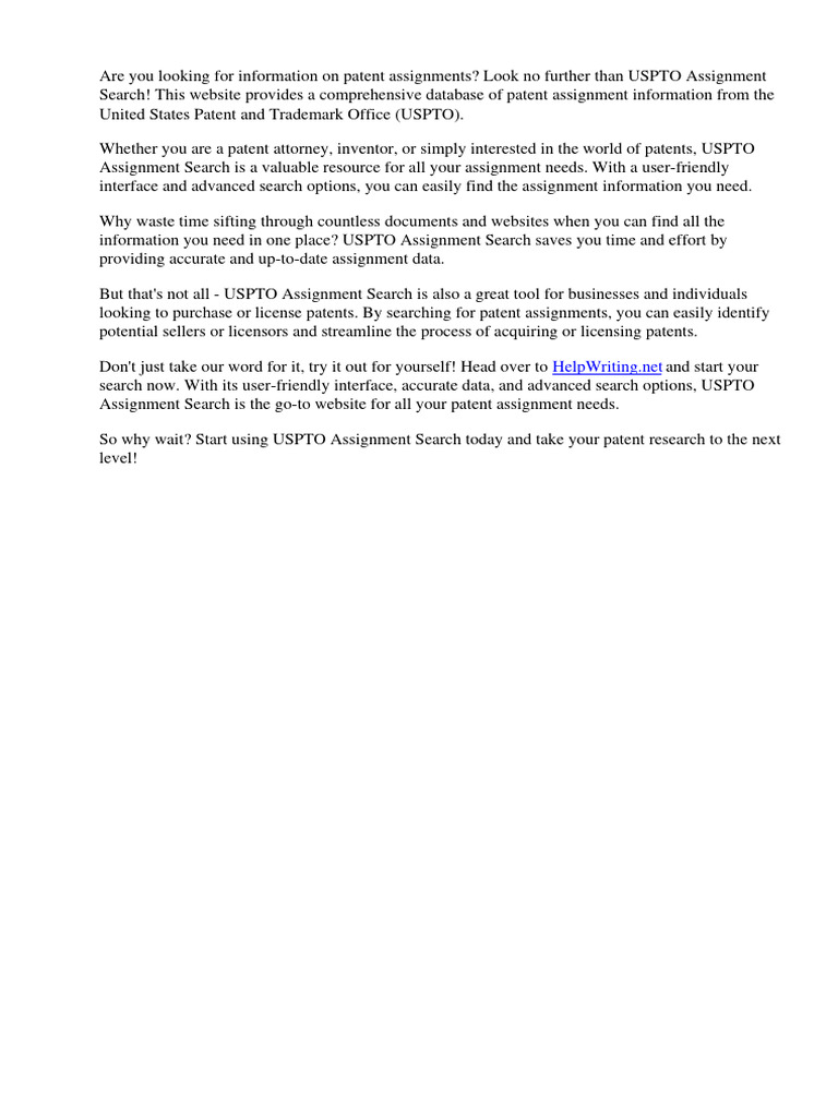 Uspto Assignment Search | PDF | United States Patent And Trademark ...